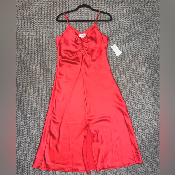 Dresses | Nwt Tahari Coral Silk Dress W Front Middle Slit | Poshmark